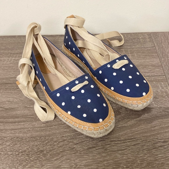 ANTONIO MELANI | Shoes | Antonio Melani Blue Polka Dot Espadrille Wrap ...